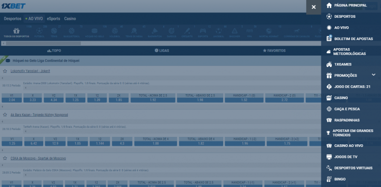 Versão do 1xbet para o sítio web móvel, 1XBET Apostas desportivas online